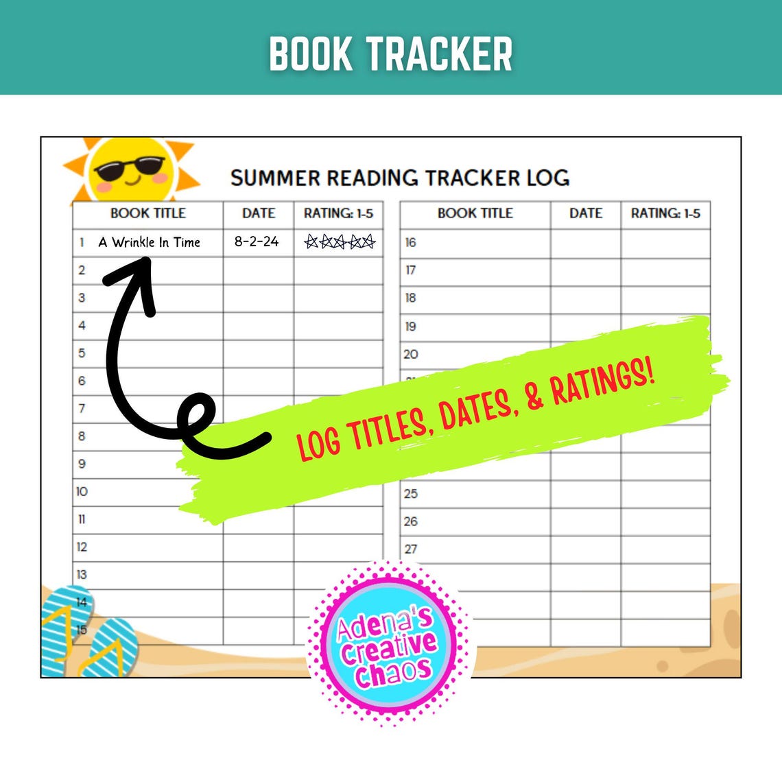 Kids Summer Reading Challenge Printable 30 Books Tracker Log ...