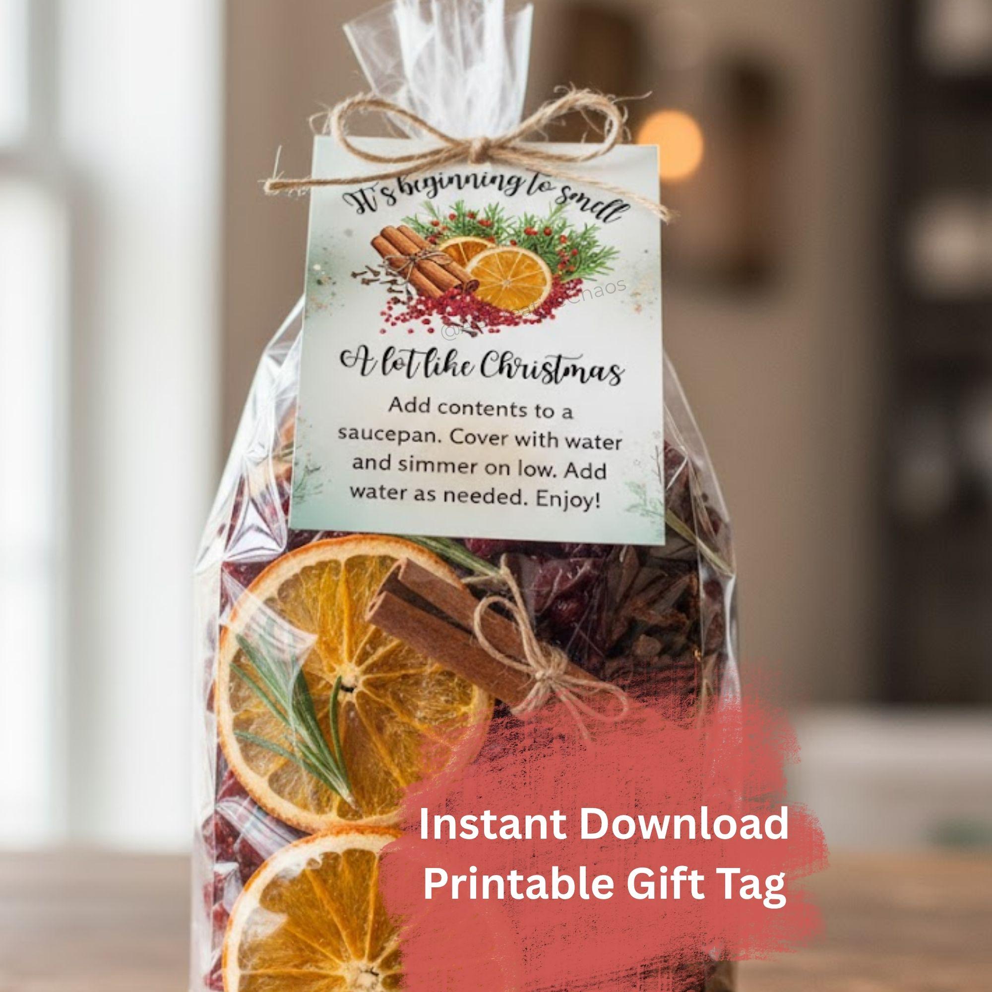Printable Christmas Potpourri Gift Tag | Holiday Simmer Pot Recipe Tag ...