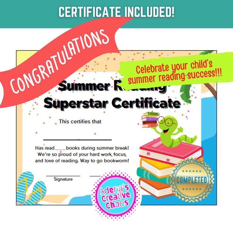Kids Summer Reading Challenge Printable 30 Books Tracker Log ...