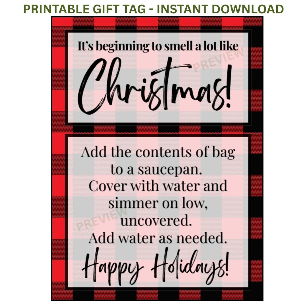 Christmas Potpourri Gift Tag Printable | Holiday Simmer Pot Tag ...