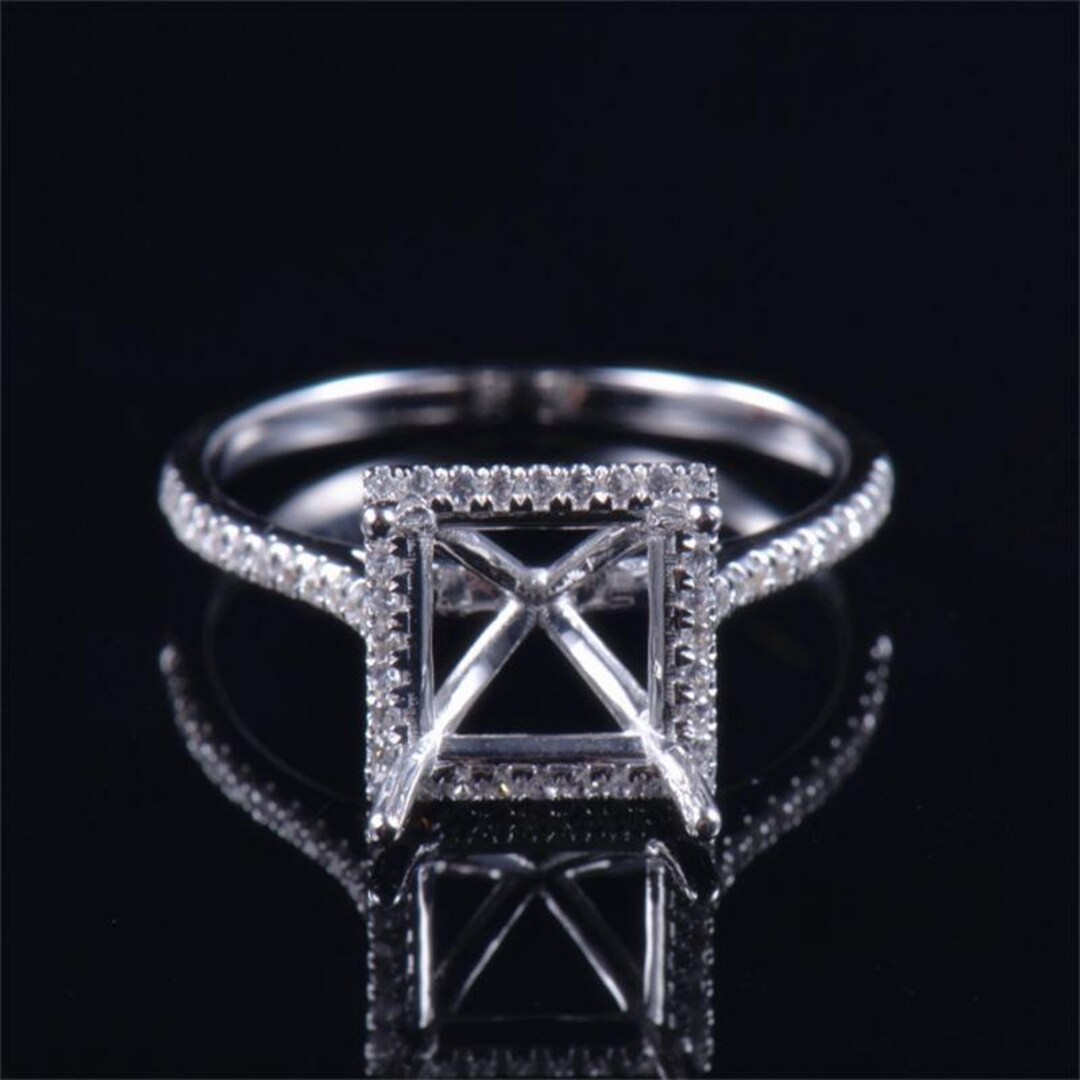 Princess Cut Sterling Silver Promise Ring Semi-set With Moissanite - Etsy