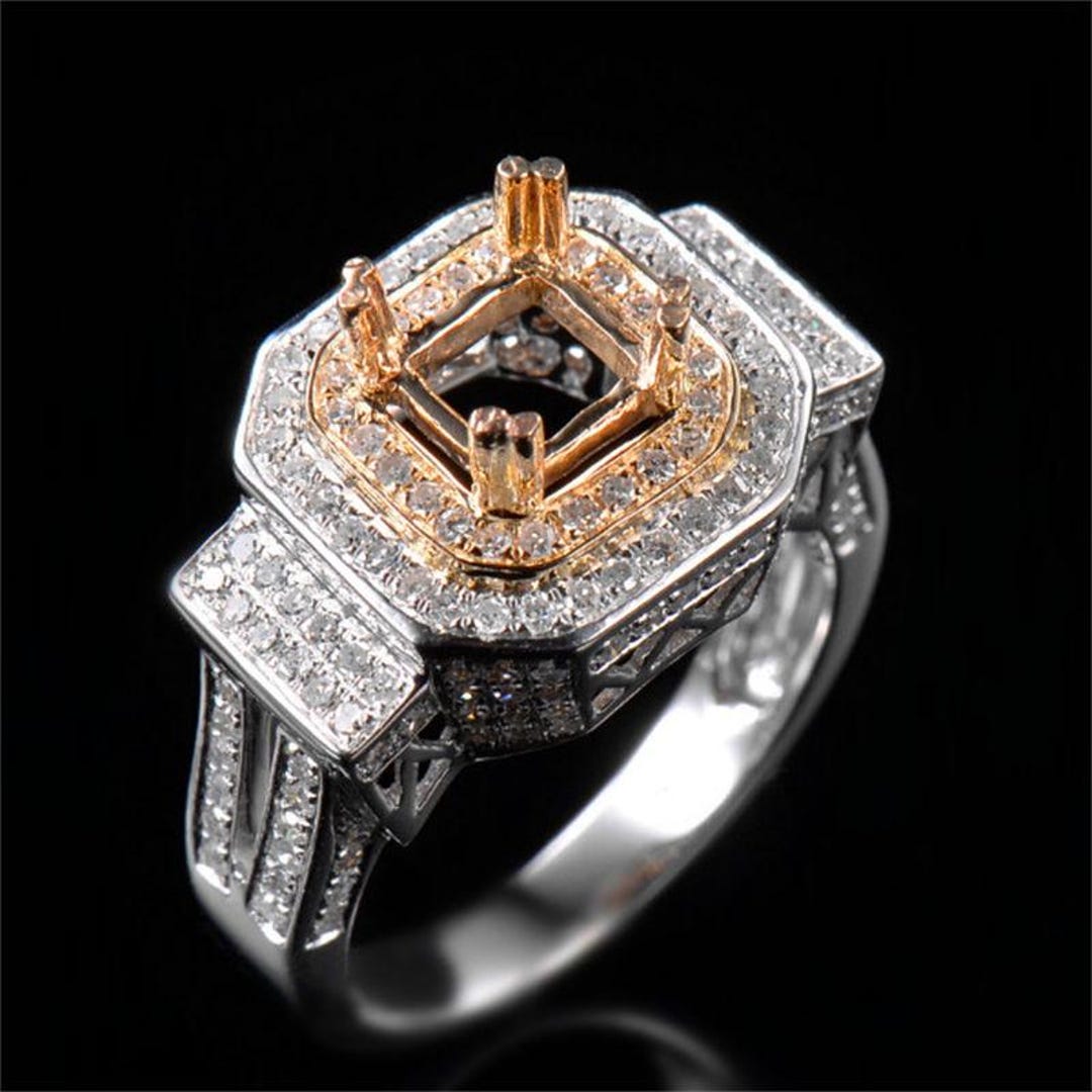 This Antique Vintage Rare Ring Semi Mount Can Fit a 6X6MM Princess Cut ...