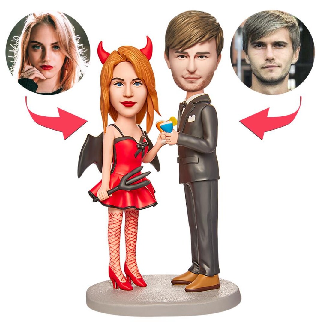 Halloween Demon Couple Bobblehead, Custom Bride and Groom Figurine From ...