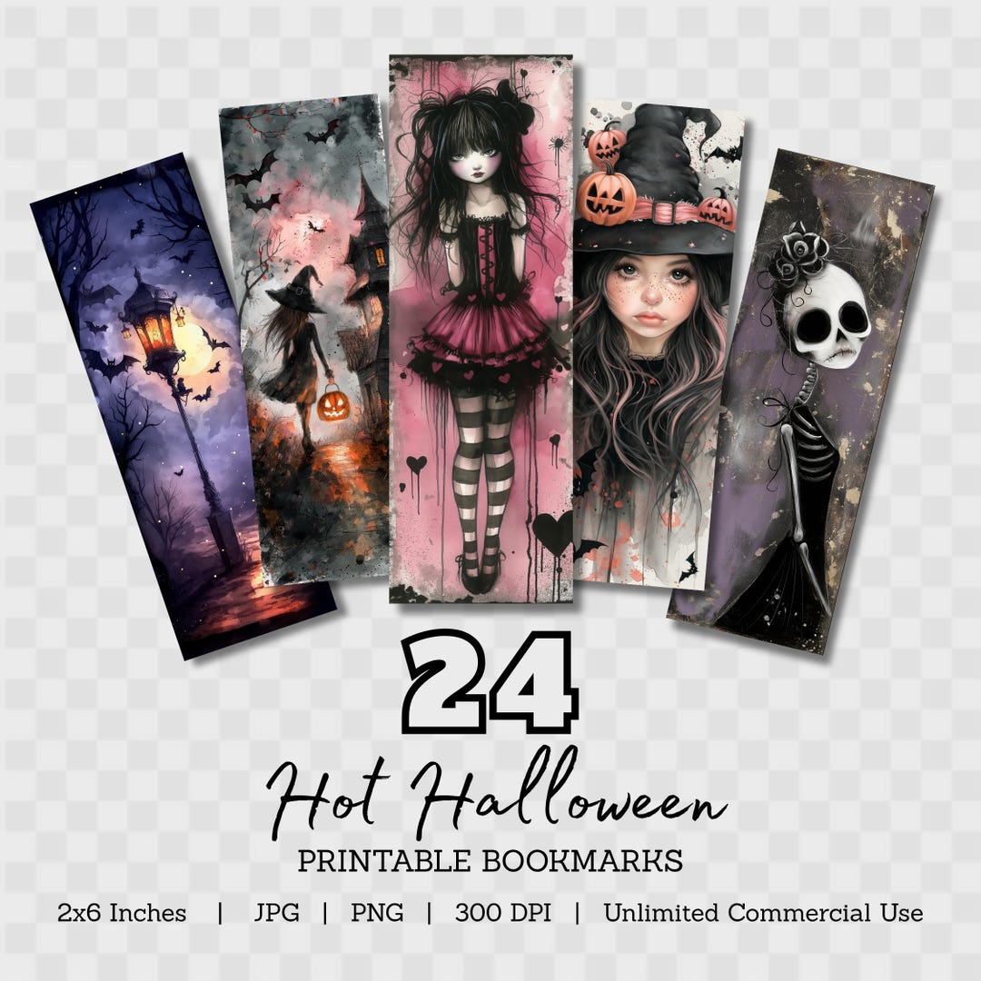 Skurrile Halloween druckbare Lesezeichen Set PNG, digitaler Download ...