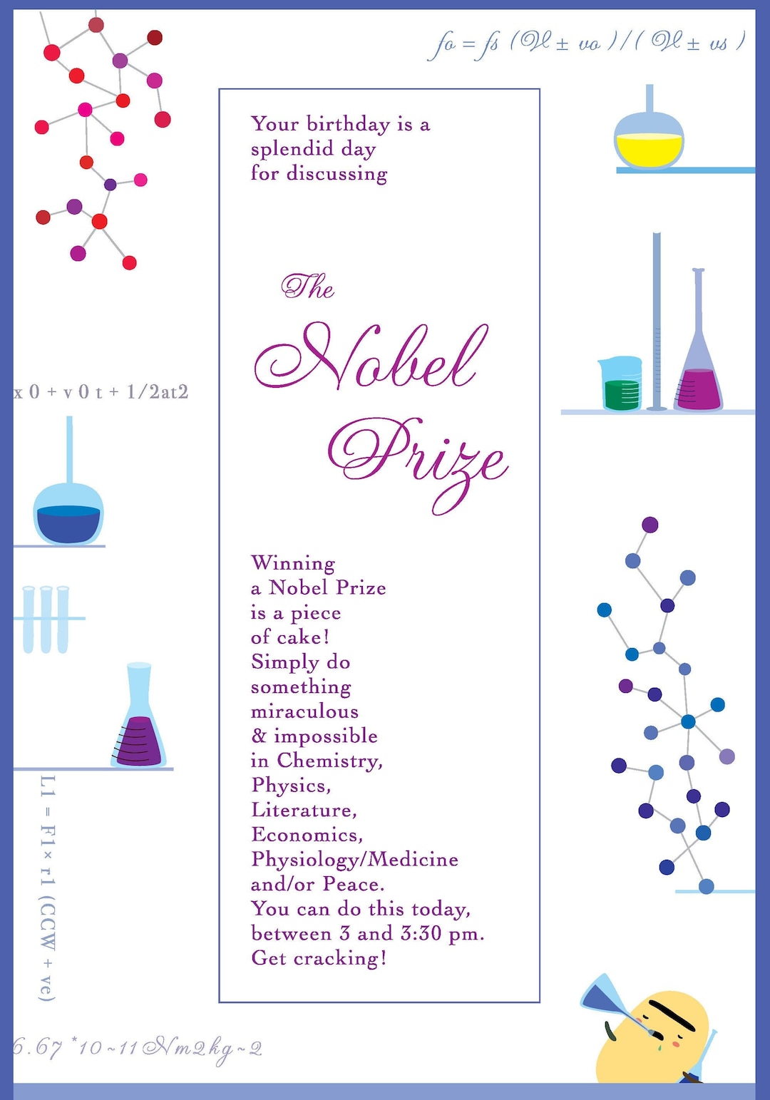 Nobel Prize Birthday Card Humorous Greeting Card for Academic Birthday ...