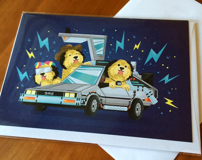 Back to the Future Dogs in Delorean Card - Etsy