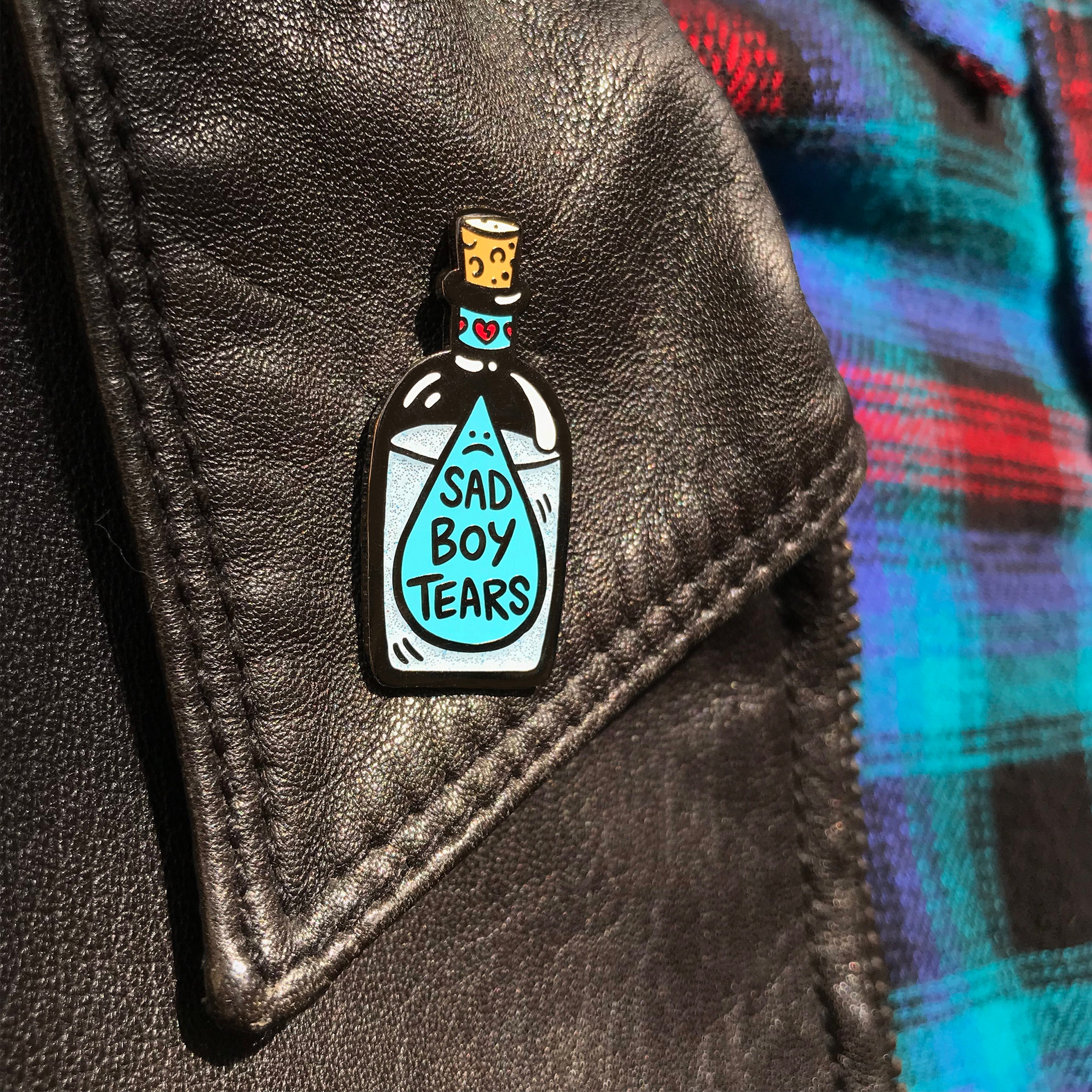 Sad Boy Tears Emo Glitter Enamel Pin - Etsy
