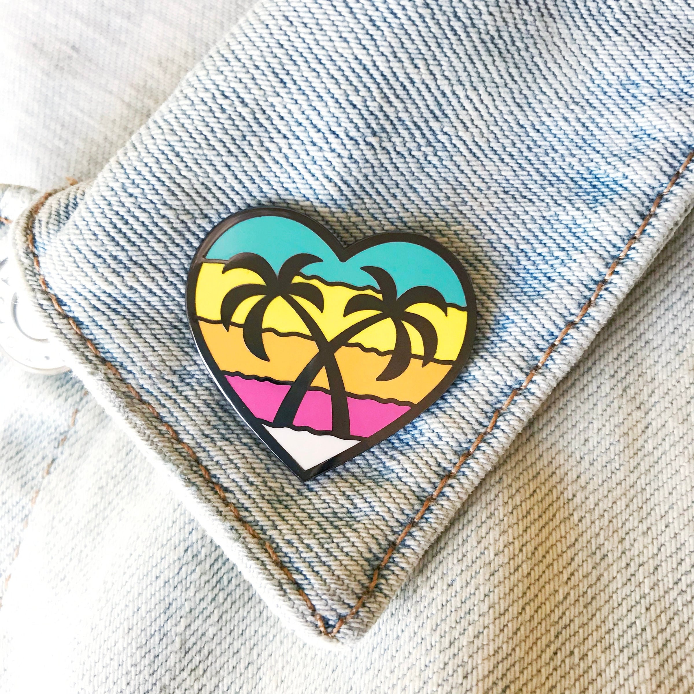 Palm Tree Heart Tropical Summer Love Enamel Pin | Etsy