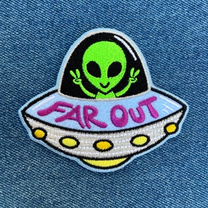 Far Out UFO Alien Iron on Patch - Etsy
