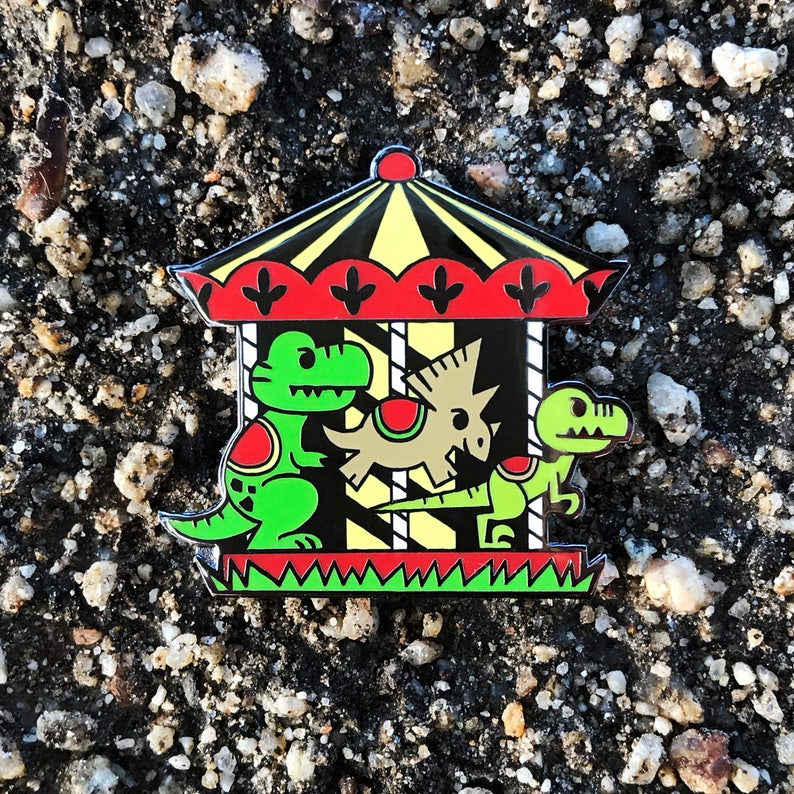 Jurassic Fun Park Dinosaur Carousel Enamel Pin | Etsy