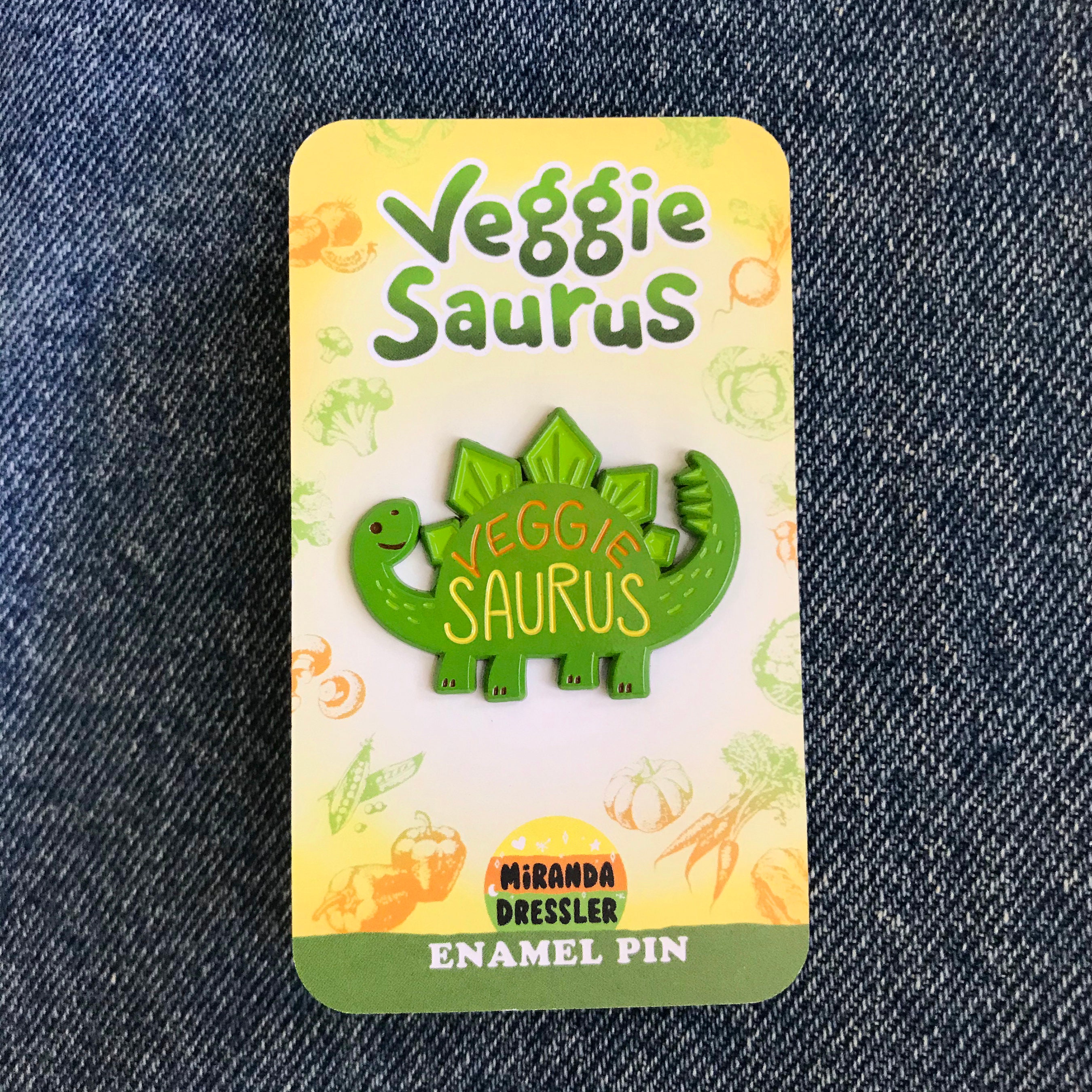 Veggiesaurus Dinosaur Vegan / Vegetarian Love Enamel Pin | Etsy