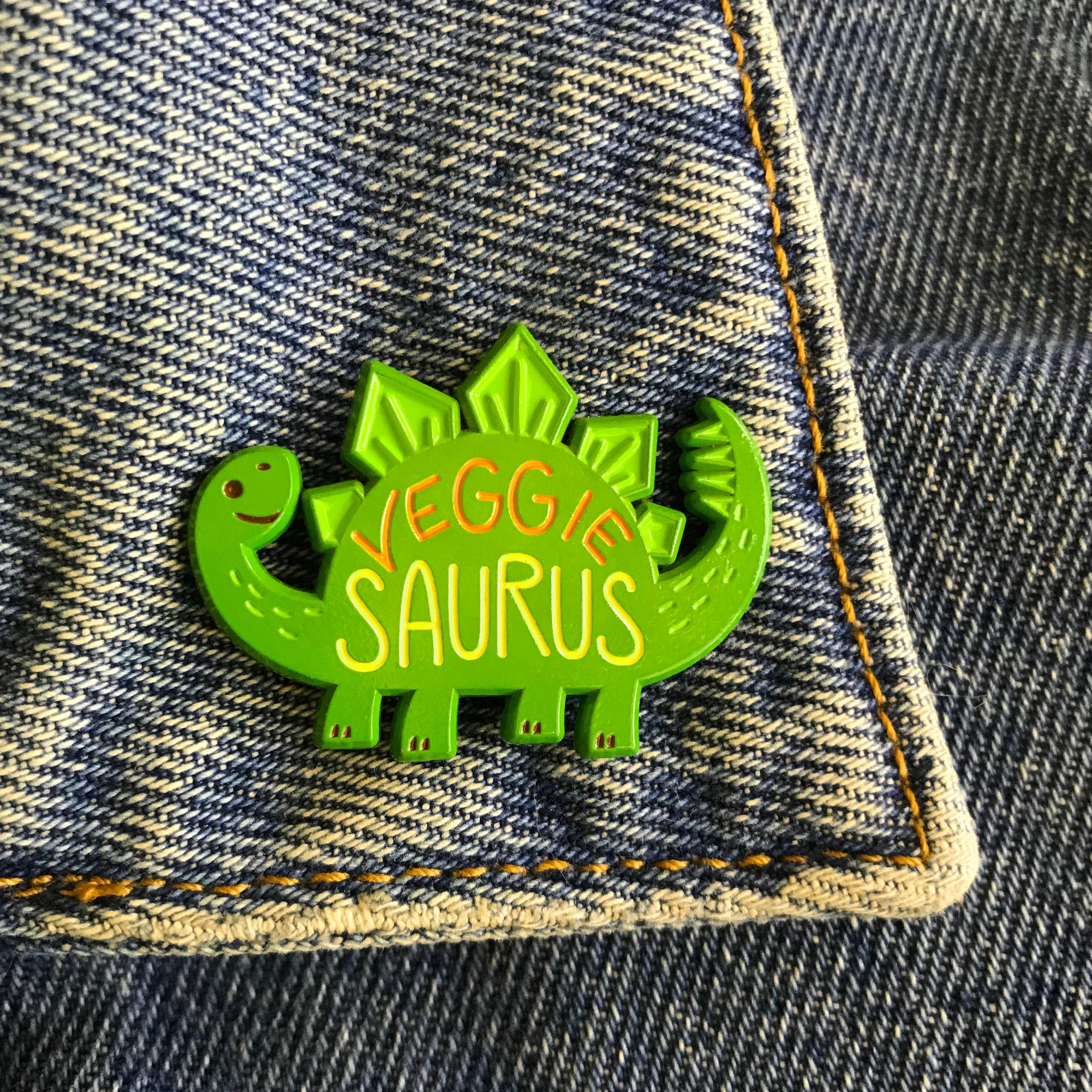 Veggiesaurus Dinosaur Vegan / Vegetarian Love Enamel Pin | Etsy