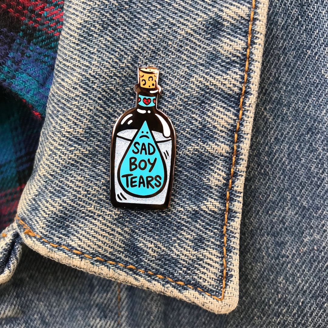 Sad Boy Tears Emo Glitter Enamel Pin - Etsy