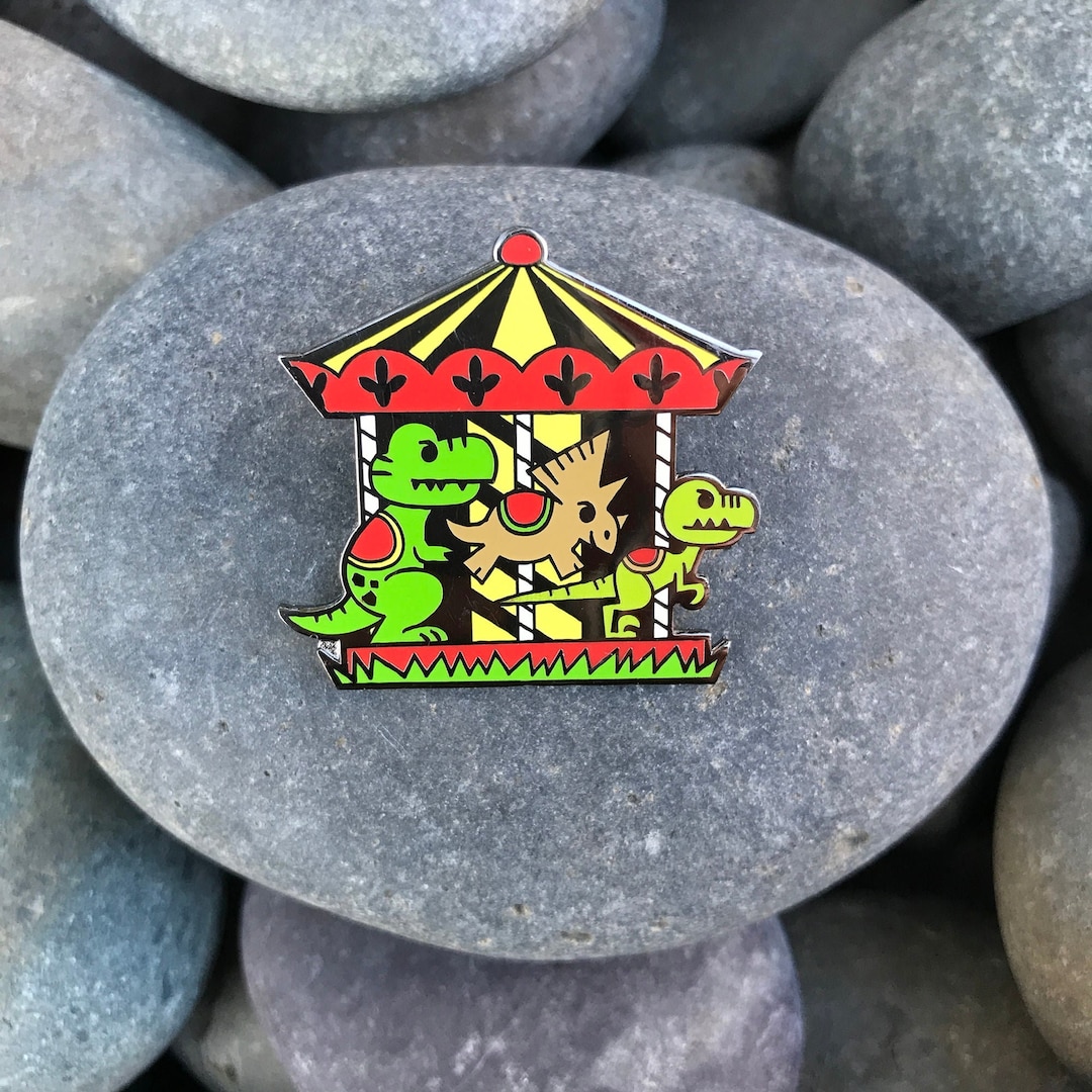 Jurassic Fun Park Dinosaur Carousel Enamel Pin - Etsy