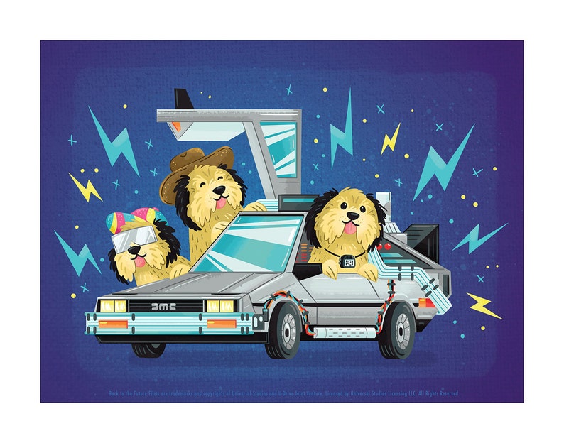 Back to the Future Dogs in Delorean Card - Etsy