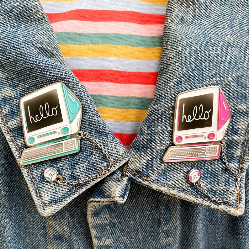 Apple Imac Pick Your Color Enamel Pin With Mouse on Chain | Etsy