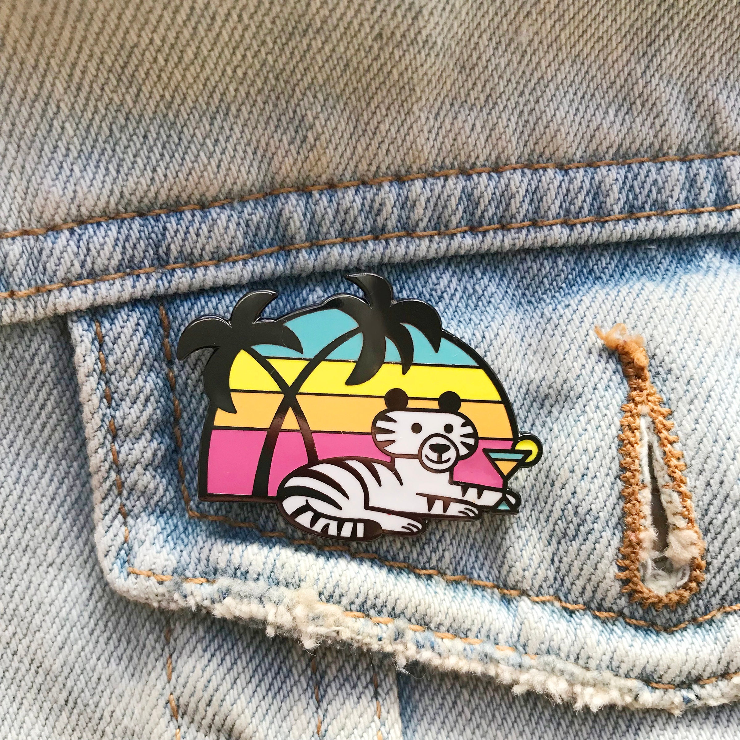 Tropical Tiger Enamel Lapel Pin - Etsy