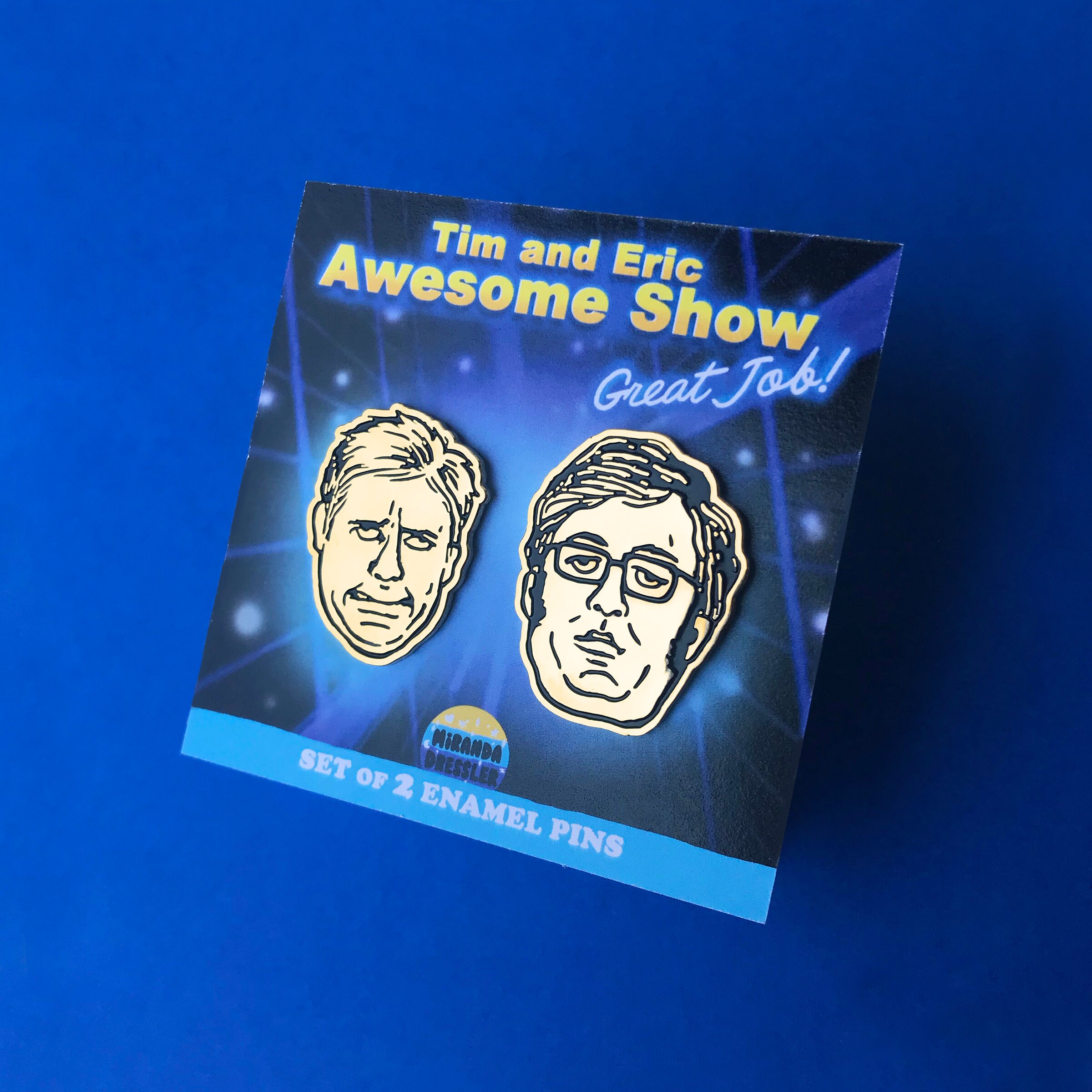 Tim and Eric set of 2 Enamel Pins Awesome Show Great Job | Etsy