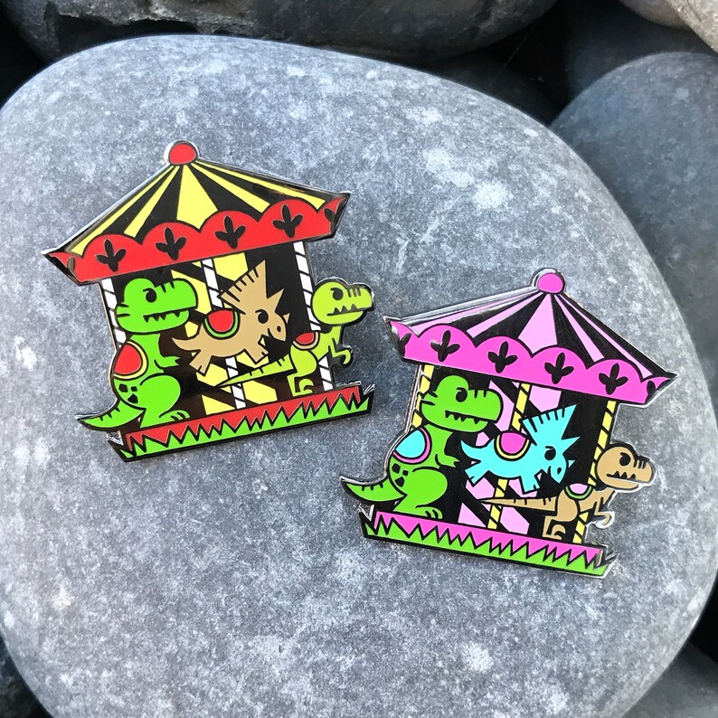 Jurassic Fun Park Dinosaur Carousel Enamel Pin | Etsy