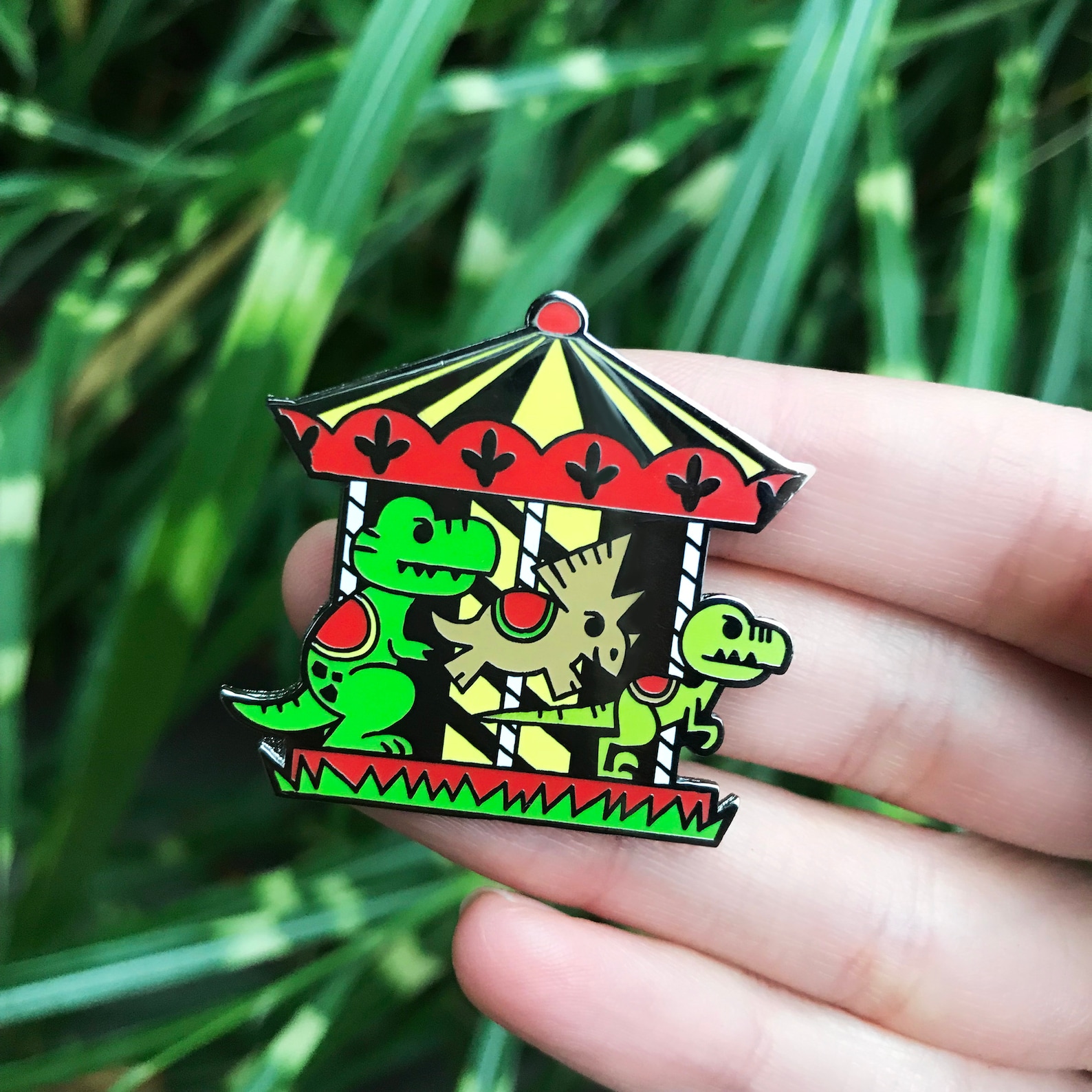 Jurassic Fun Park Dinosaur Carousel Enamel Pin | Etsy