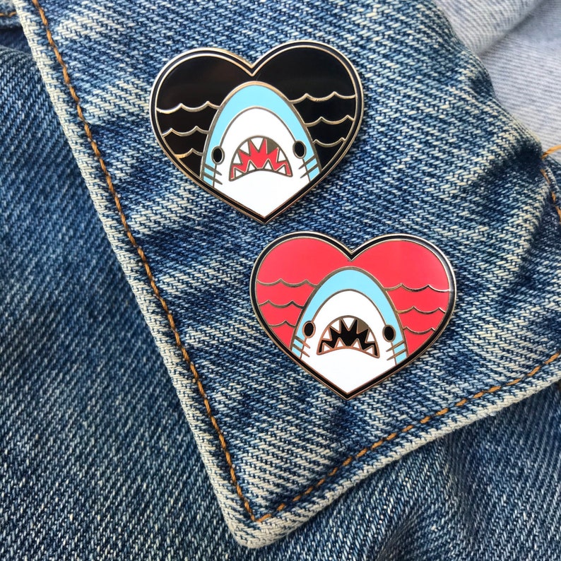 Shark Heart Enamel Pin - Etsy