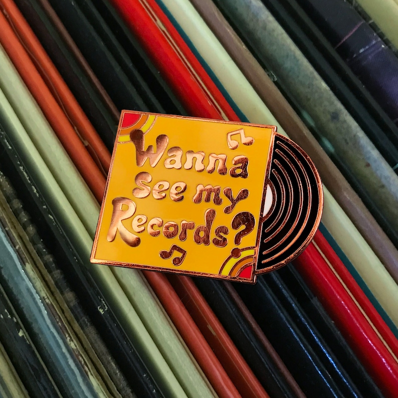Record Collector Retro Enamel Pin - Etsy