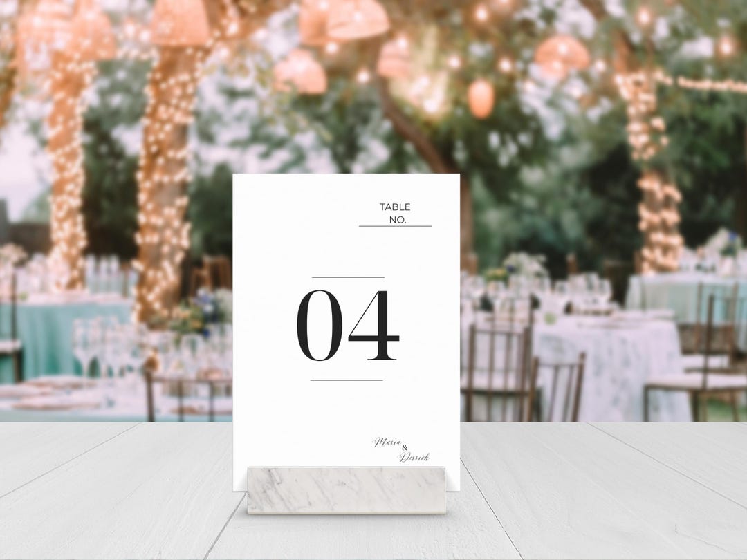 Minimalist Wedding Table Number Template, Printable Table Number Sign ...