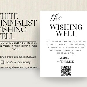 Minimalist Wishing Well Card for Wedding, Honeymoon Fund Sign, Editable ...