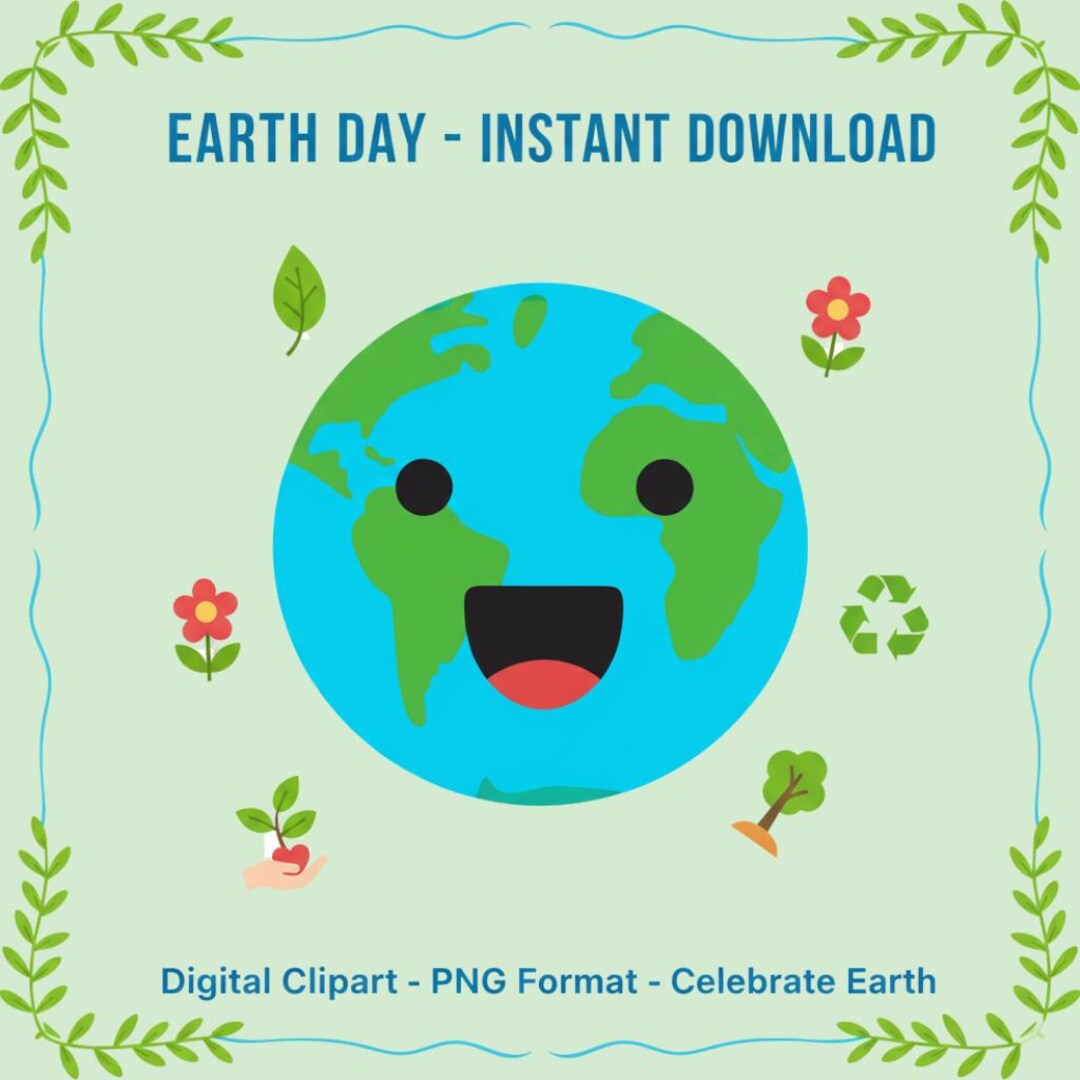 Happy Earth Emoji PNG SVG, Kawaii Planet Clipart Digital Download - Etsy