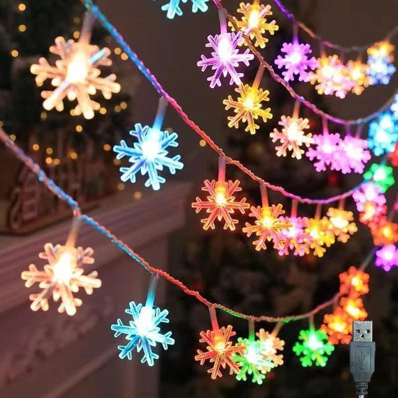 Snowflake LED String Lights | Christmas Fairy Lights | Warm White ...