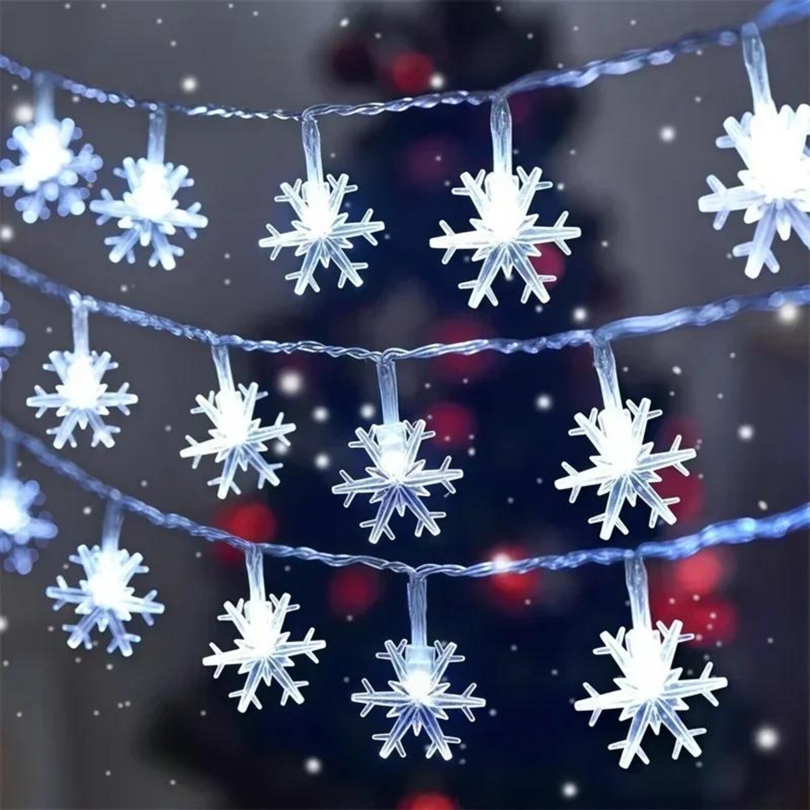 Snowflake LED String Lights | Christmas Fairy Lights | Warm White ...