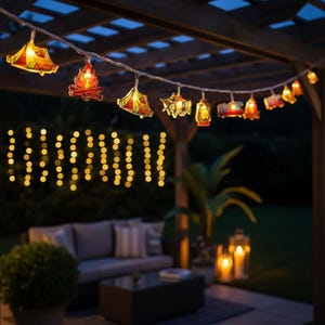 Camping String Lights | LED Camping Pattern Fairy Lights | Outdoor Tent ...