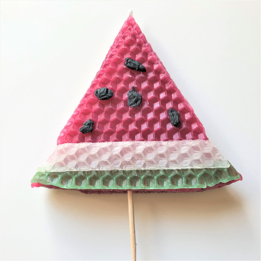 Watermelon Birthday Candle, Watermelon Beeswax Candle, Watermelon Party ...