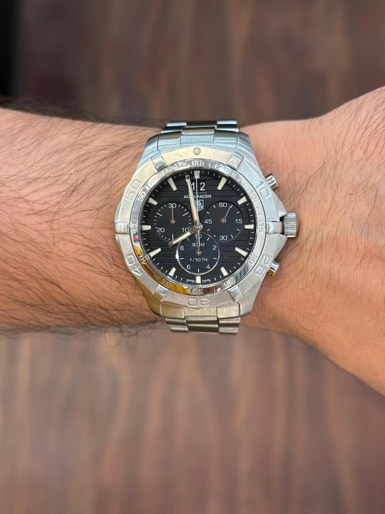 Tag Heuer Aquaracer Men’s Chronograph Quartz Black Dial - Etsy