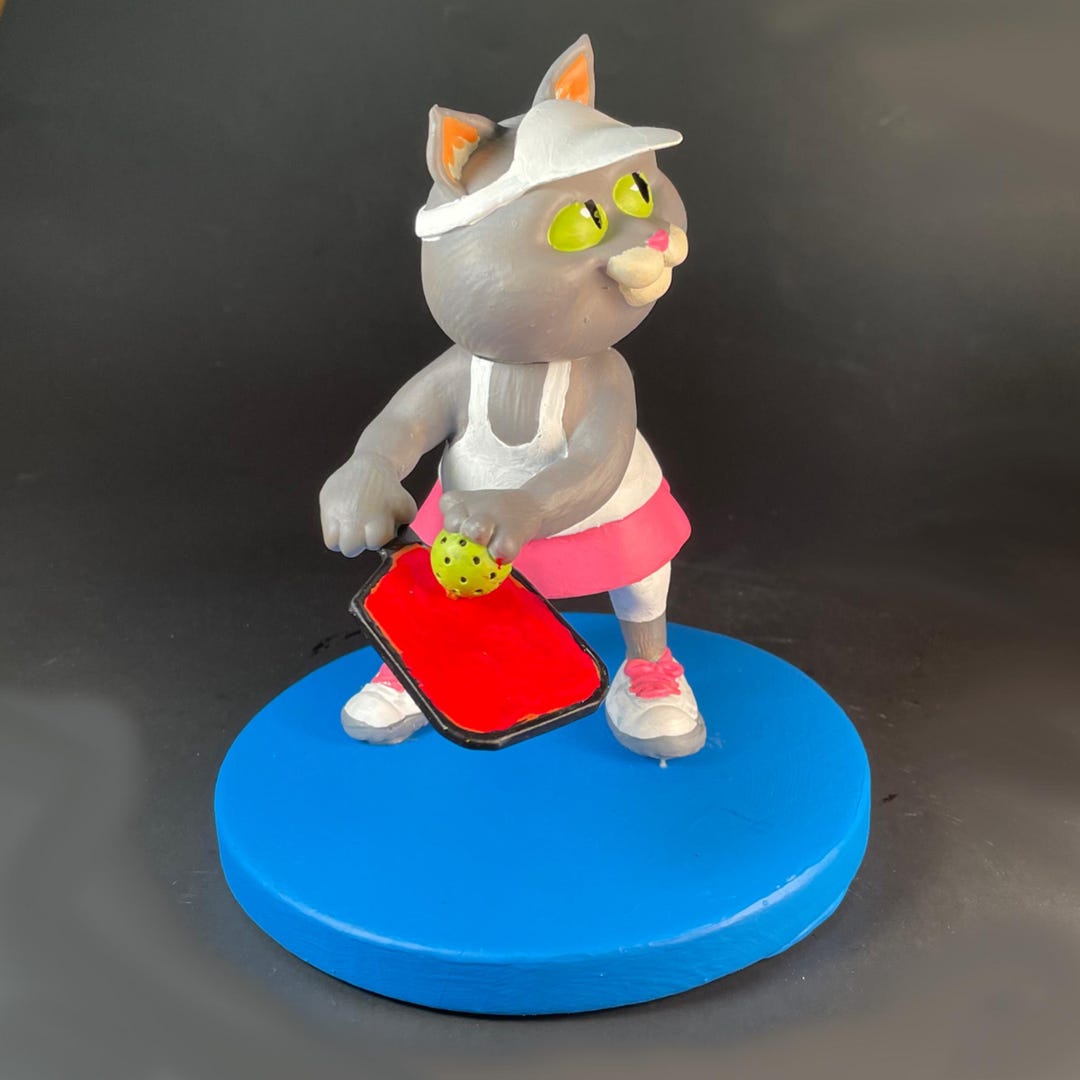 Funny Cat Playing Pickleball Stl File for 3D Printing - Etsy
