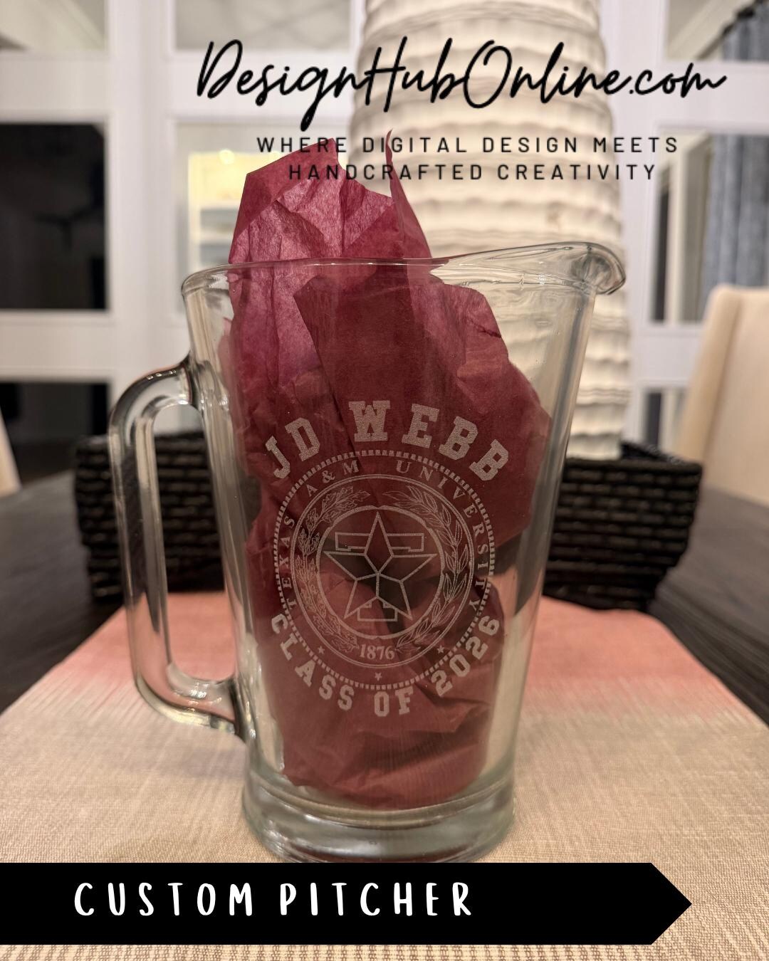 Glass Pitcher: Personalized Dual Engraving Professional Mockup Included ...