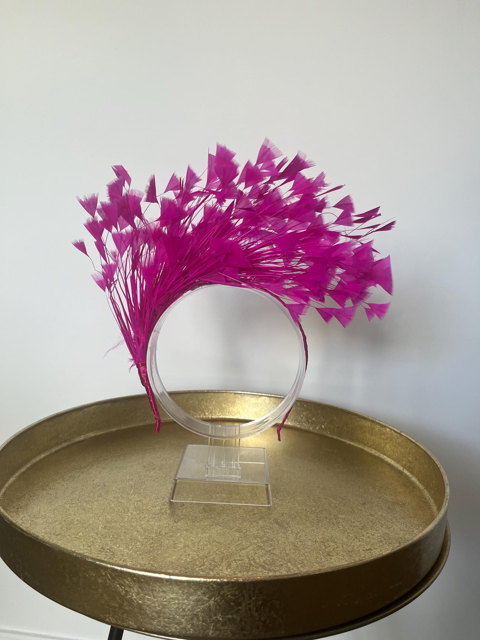 Bright Pink Fascinator Headband, Feather Headpiece - Etsy