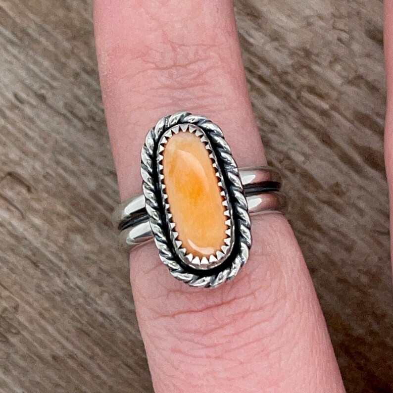 Orange Spiny Oyster Ring Size 6 Sterling Silver Natural Shell - Etsy
