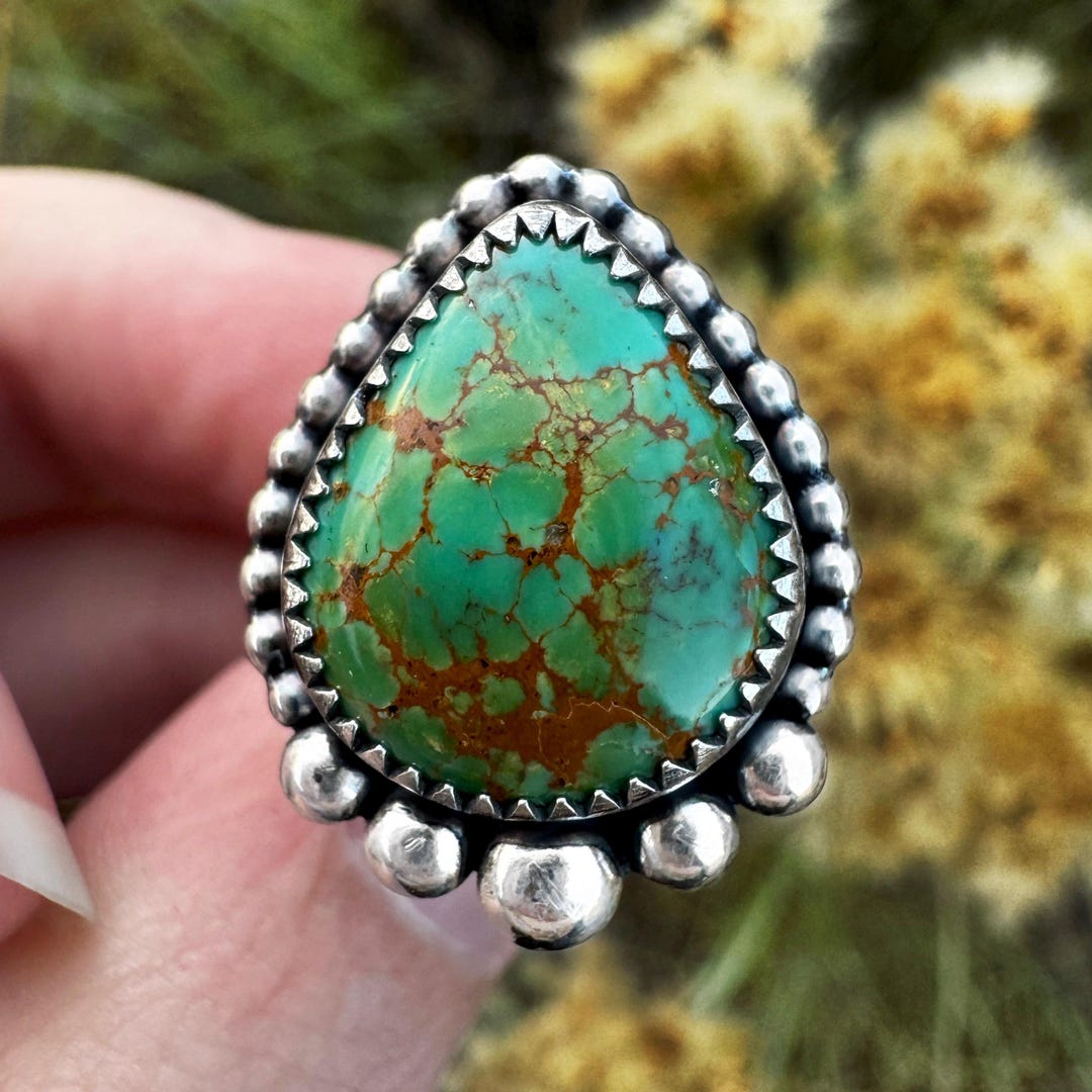 Kingman Turquoise Ring Size 6 Sterling Silver Teal Blue Green Stone ...