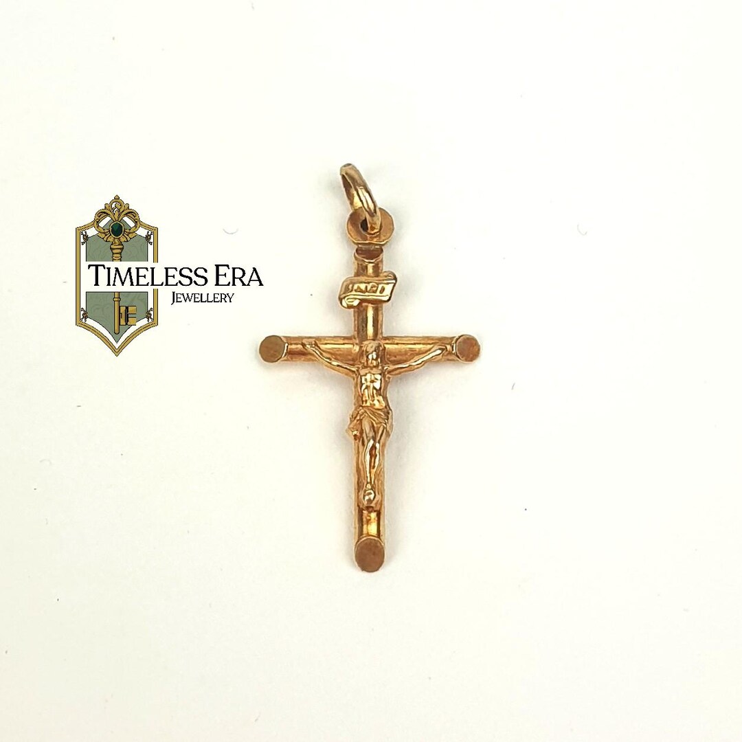 Vintage 9ct Gold Crucifix Cross Pendant | Italian Unoaerre Religious ...