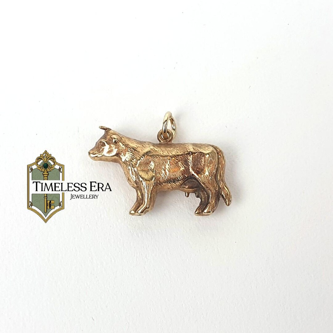 Vintage 9ct Gold Cow Charm Pendant | 1990 Birmingham, England | 9K ...
