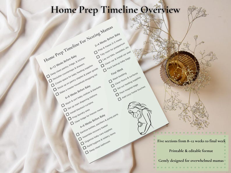 Editable Nesting & Home Prep Planner | 17-page Printable for New Moms ...