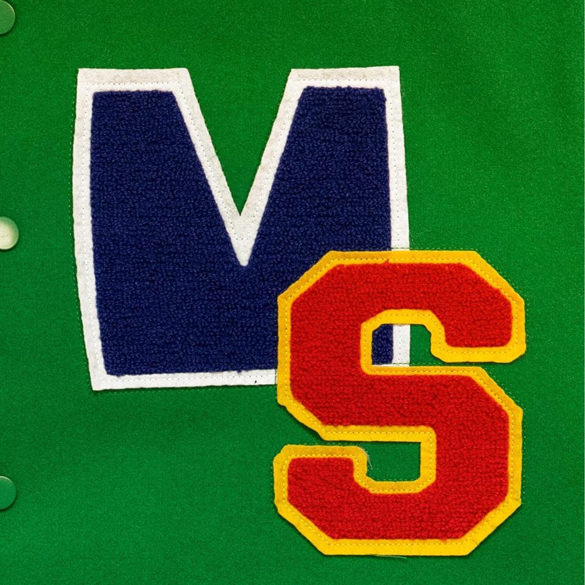 Classic Green Varsity Jacket With Genuine Leather Sleeves White and ...