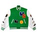 Classic Green Varsity Jacket With Genuine Leather Sleeves White and ...