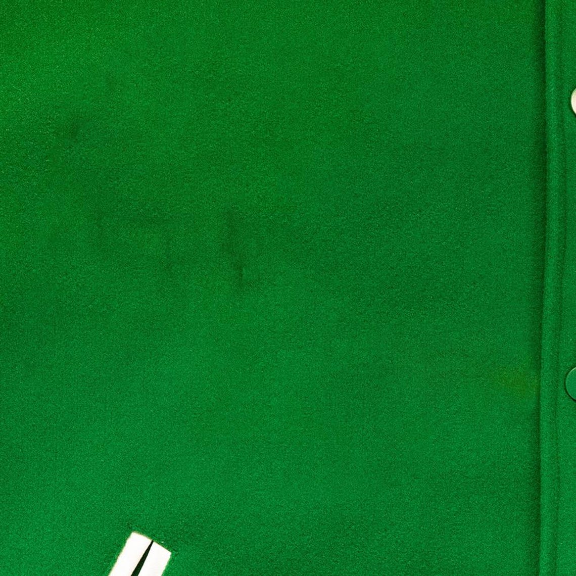 Classic Green Varsity Jacket With Genuine Leather Sleeves White and ...