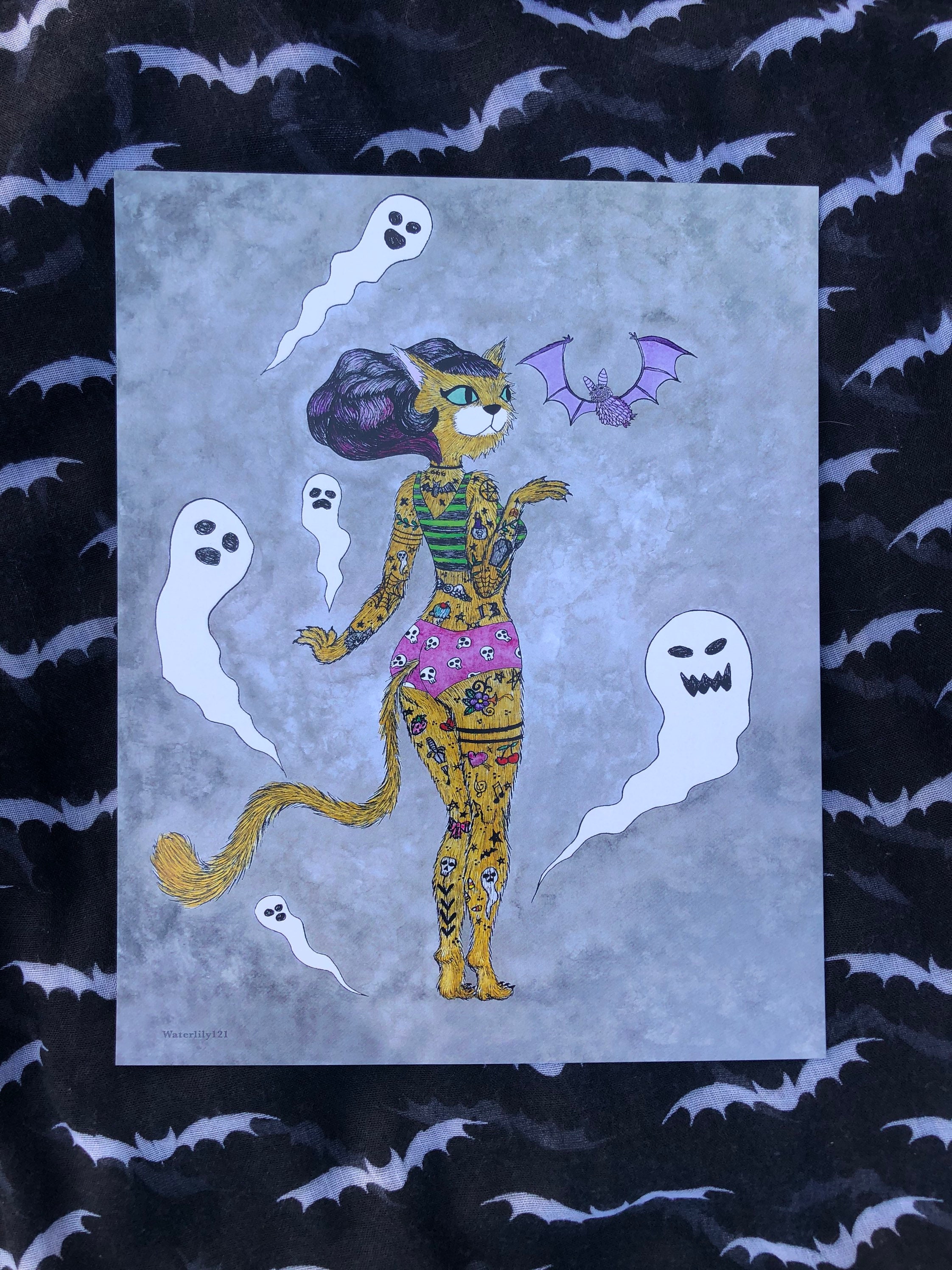 Rockabilly Cat Pin Up Cat Art Rockabilly Stye Cat | Etsy