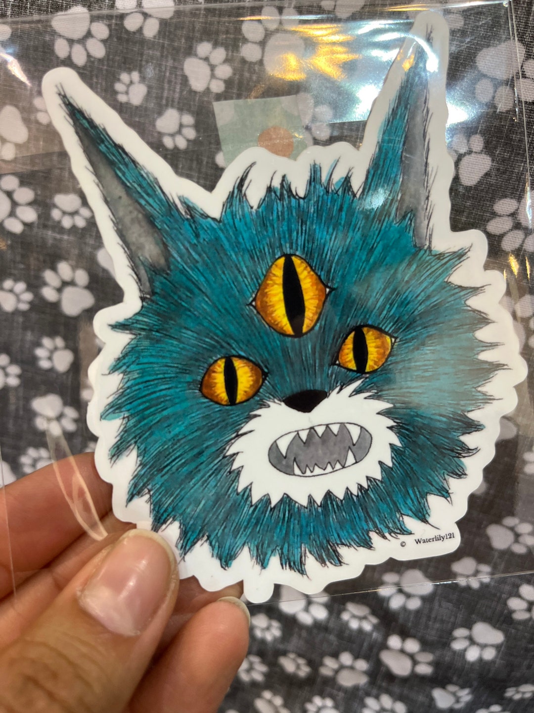 Alien Cat Sticker, Three Eyed Cat, Angry Cat Sticker, Vinyl Sticker - Etsy