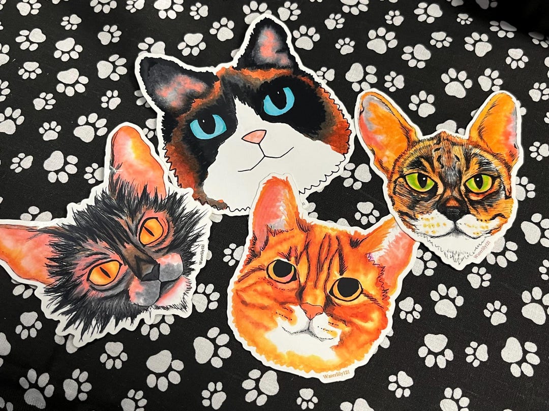 Cat Stickers, Savannah Cat, Werecat, Lykoi Cat, Ginger Cat, Laptop ...