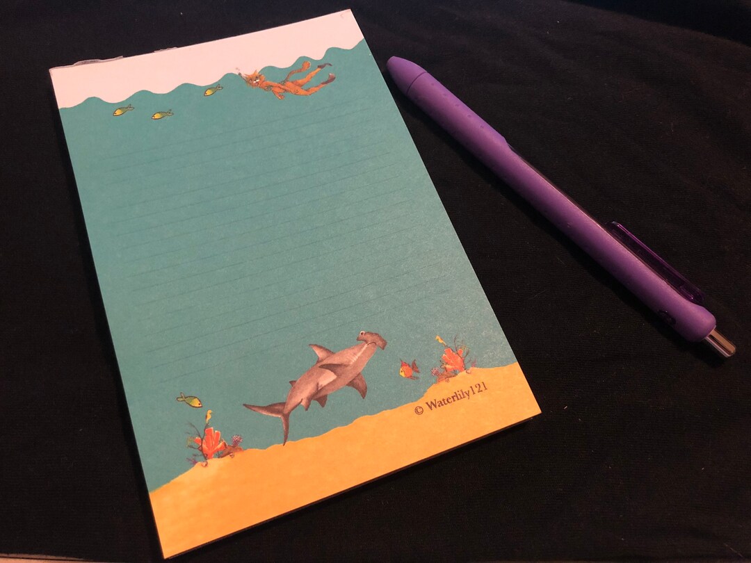 Summer Note Pad, Snorkeling, Shark, Fish, Ocean, Fun Stationary, Cat ...