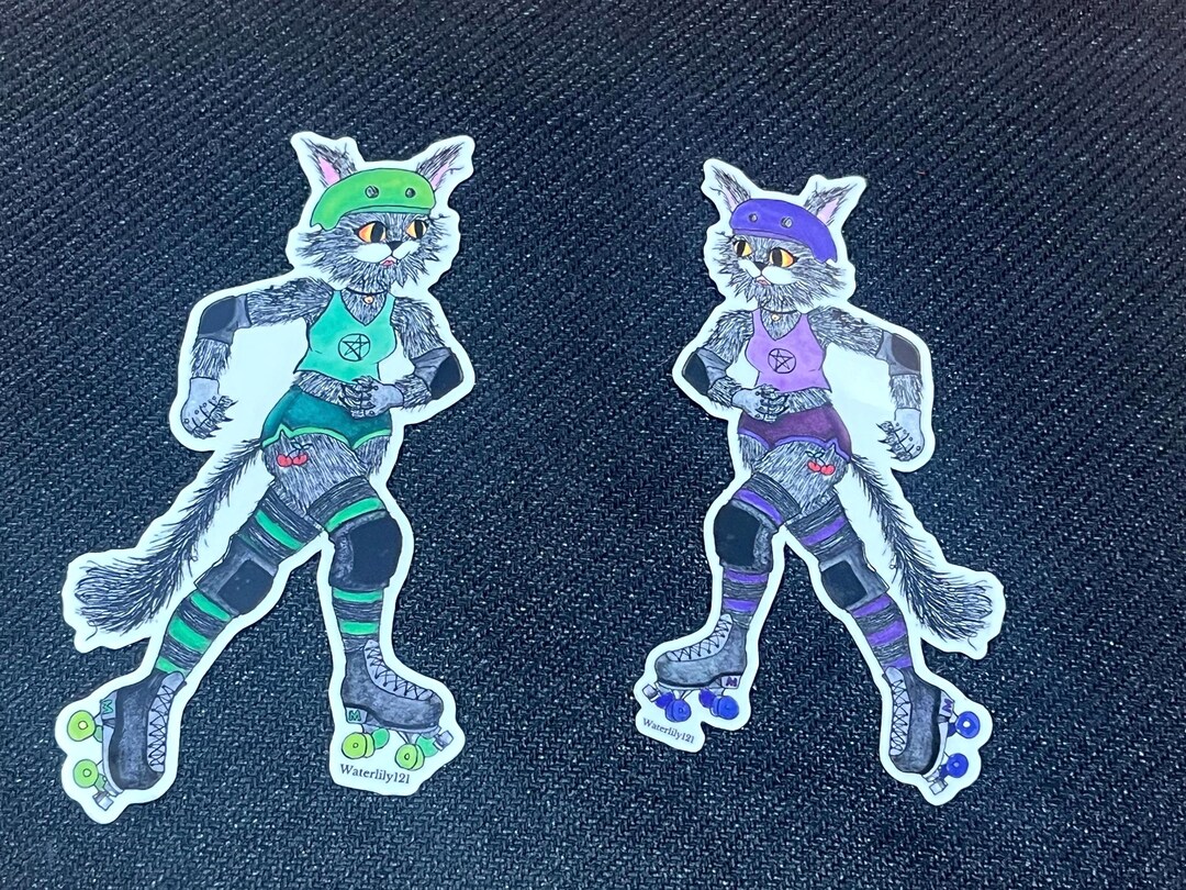 Cat Sticker, Derby Girl, Roller Derby, Roller Derby Sticker, Roller ...